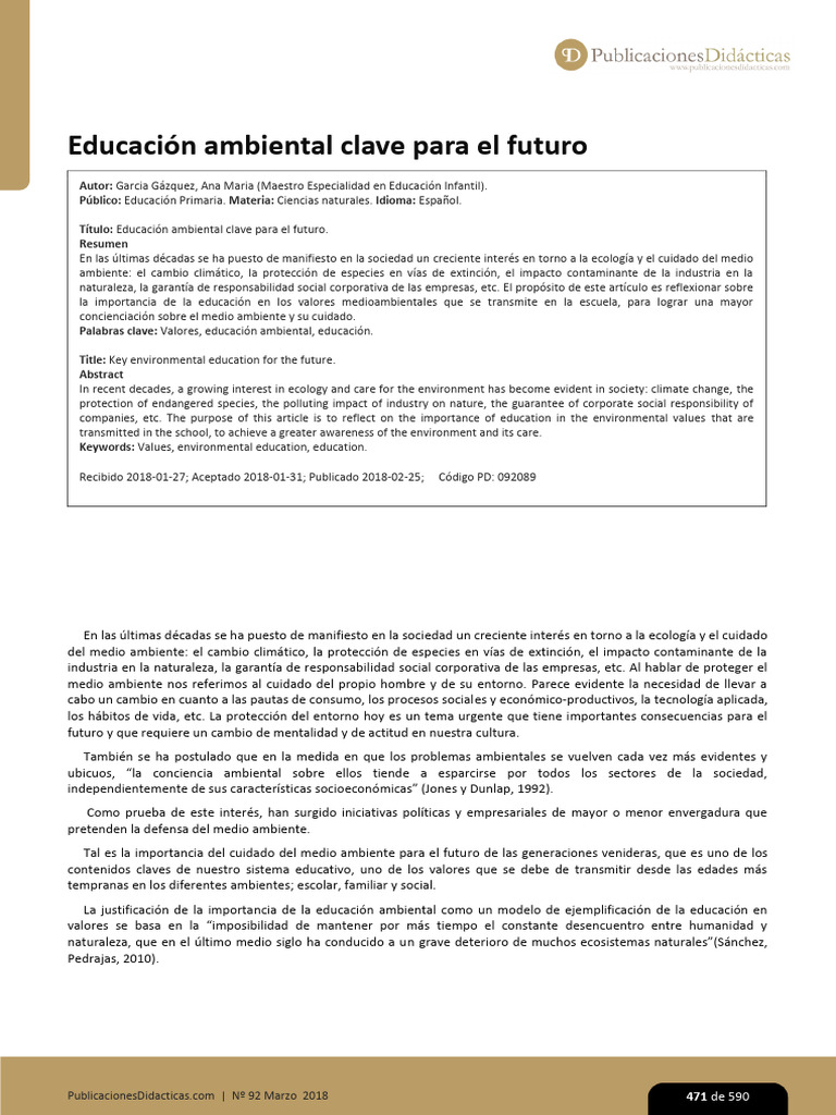 Educación ambiental del futoro | PDF | Entorno natural | Sustentabilidad