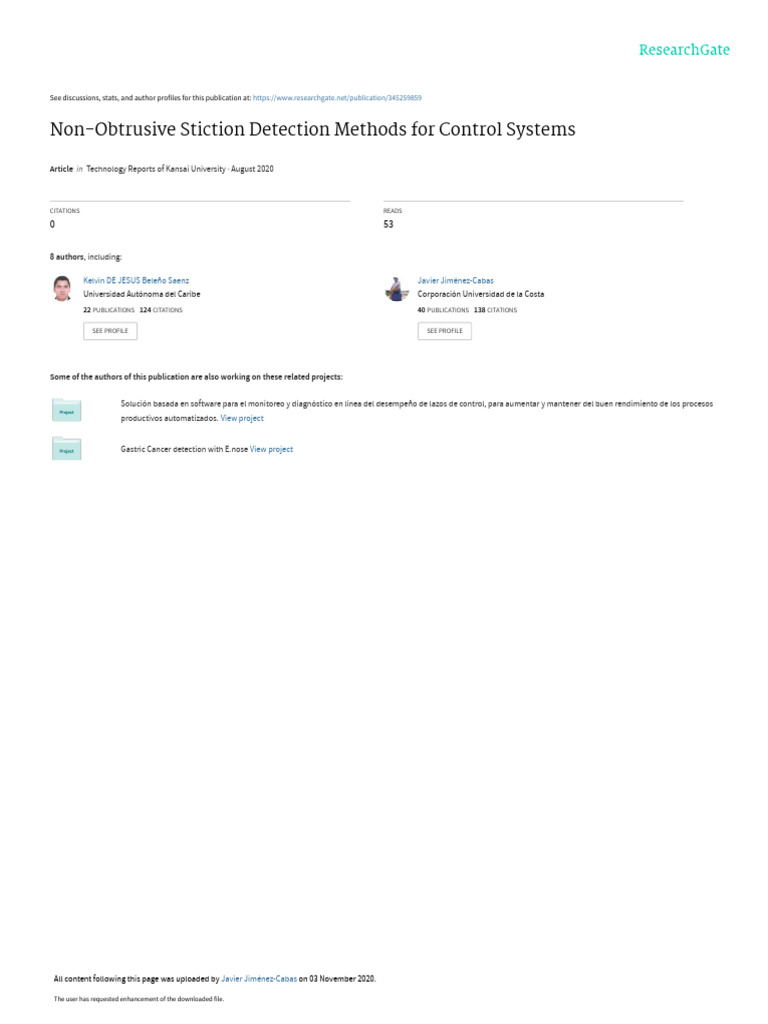 Non Obtrusive Stiction Detection Methods For Control Systems | PDF | Control Theory | Nonlinear ...
