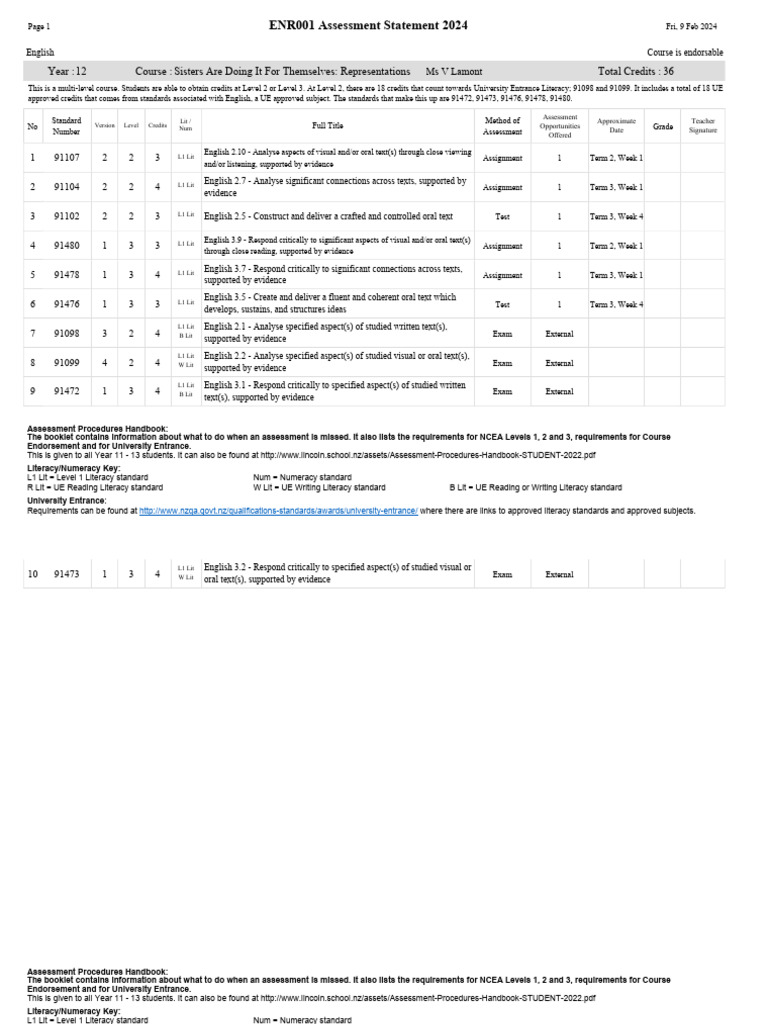 ENR001-Assessment-Statement | PDF | Learning | Human Communication