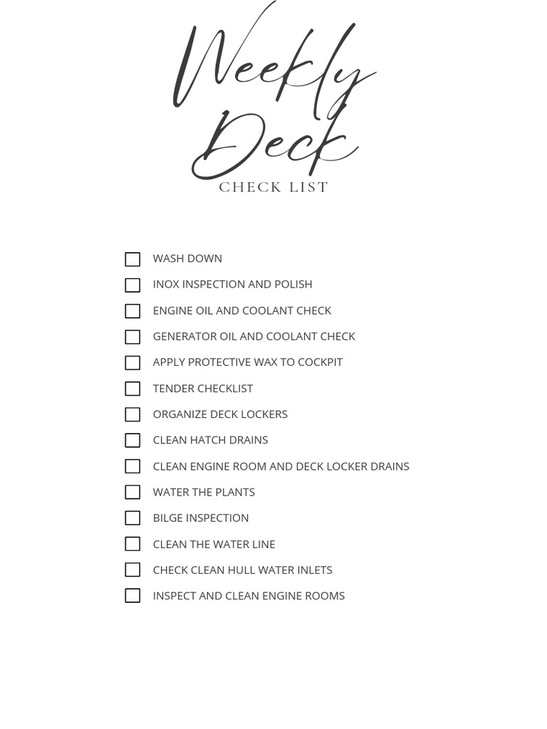 Deck Weekly Cheklist | PDF