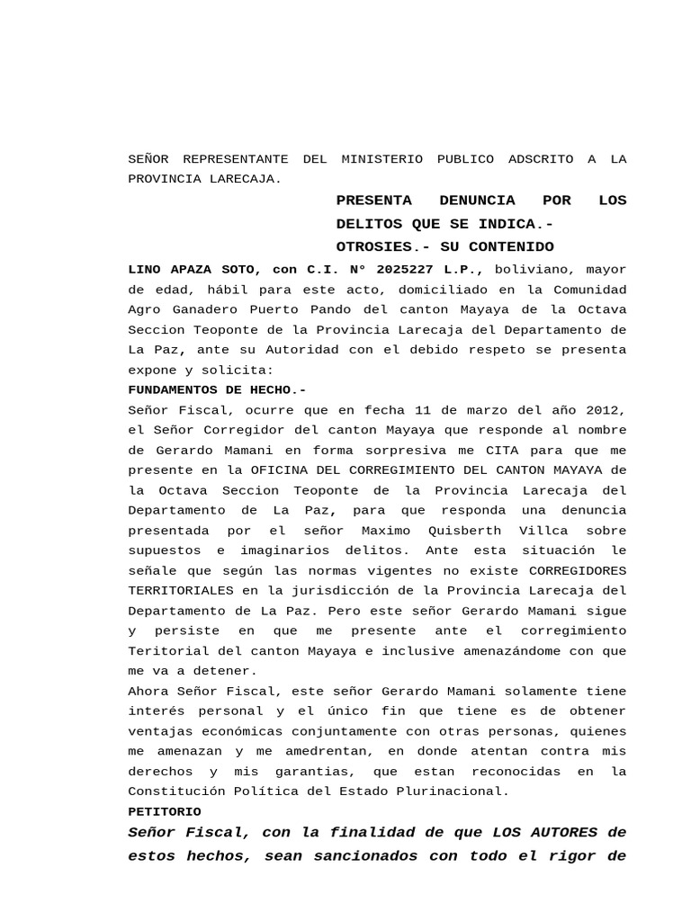 Den Antici o Prolongacion de Funciones Instigador Instigacion A ...