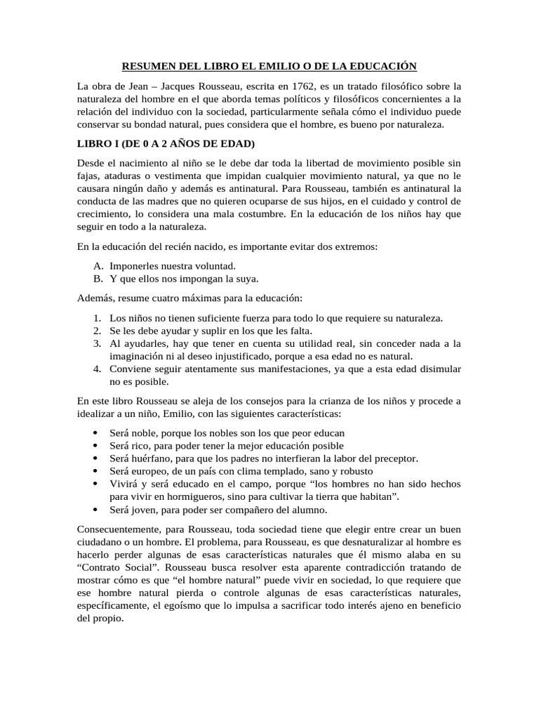 Educación según Rousseau en "Emilio" | PDF | Emile, o sobre educación