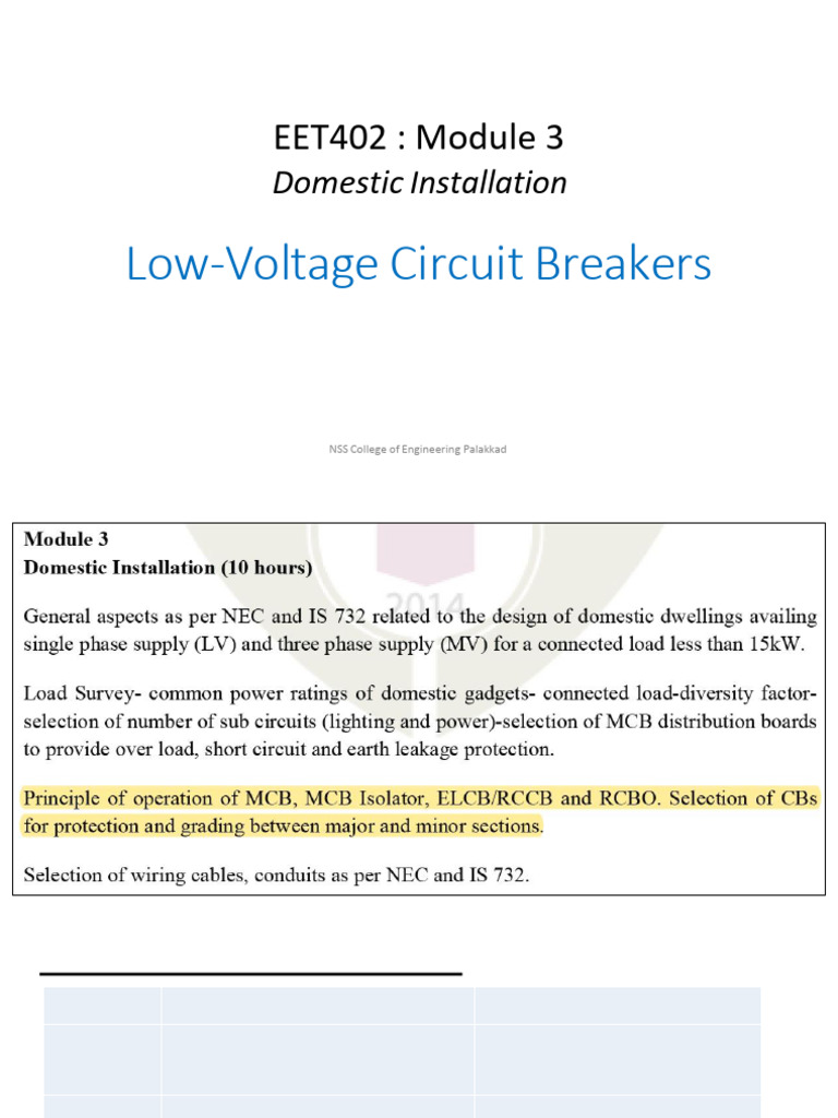 Mod3 Lec3 - Low Voltage Circuit Breakers | PDF | Fuse (Electrical) | Electrical Engineering