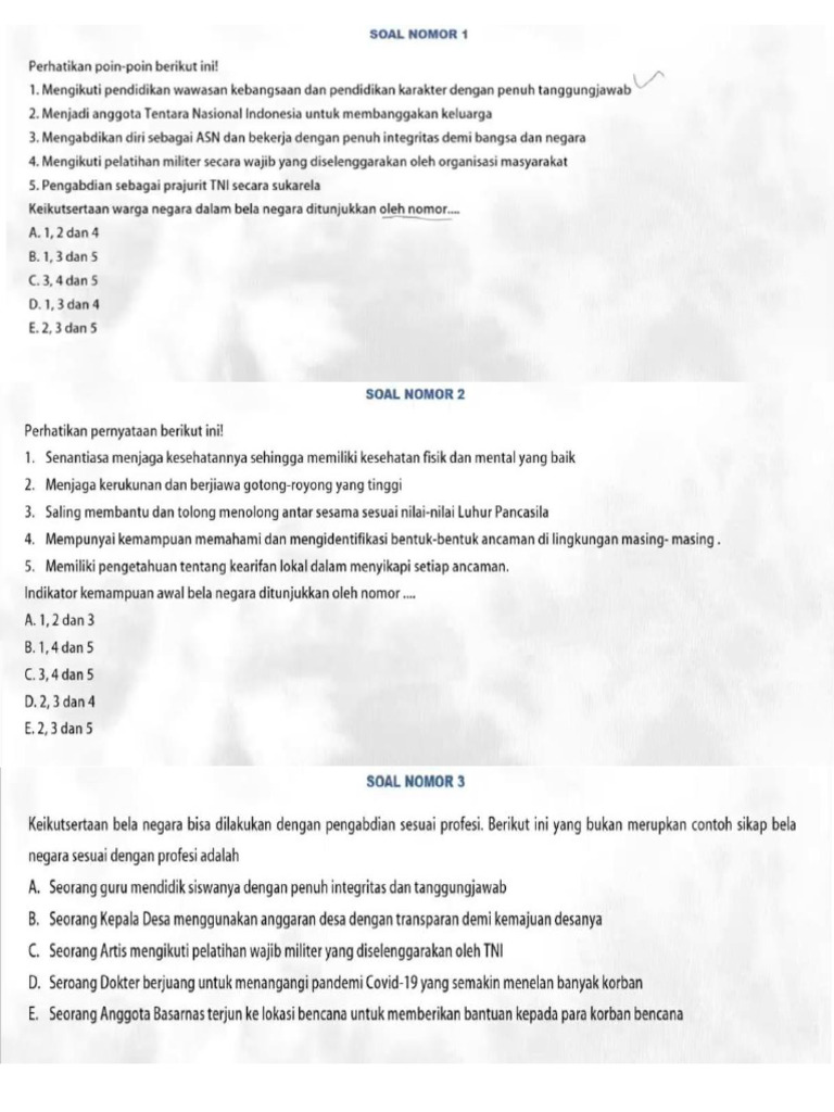 Contoh Soal Bela Negara | PDF