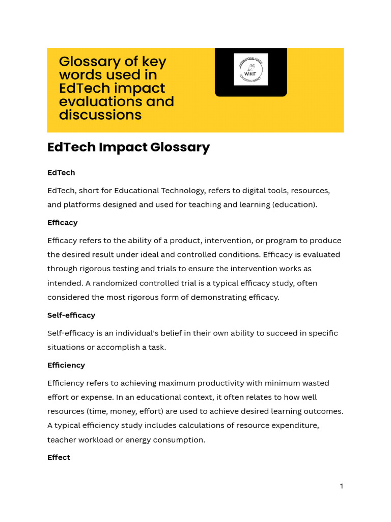 EdTech+Impact+Glossary WiKIT+Research+Group 2024 | PDF | Methodology | Educational Technology