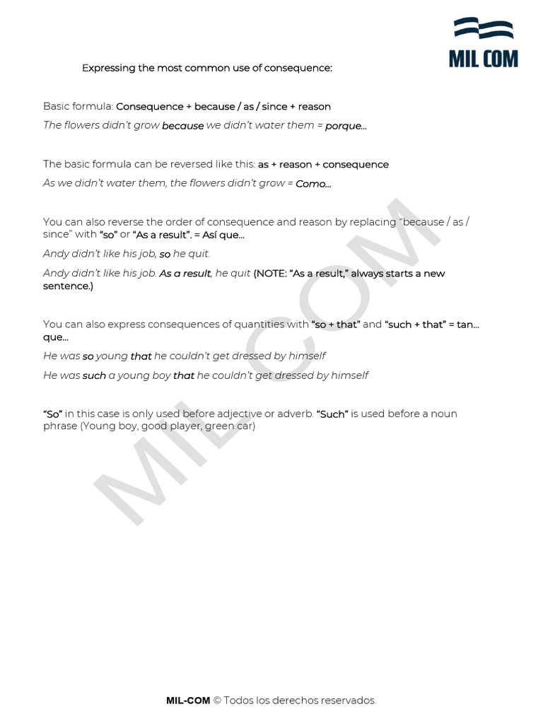 Expressing consequences | PDF