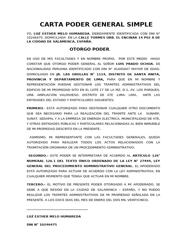 Poder General para Trámites Administrativos | PDF