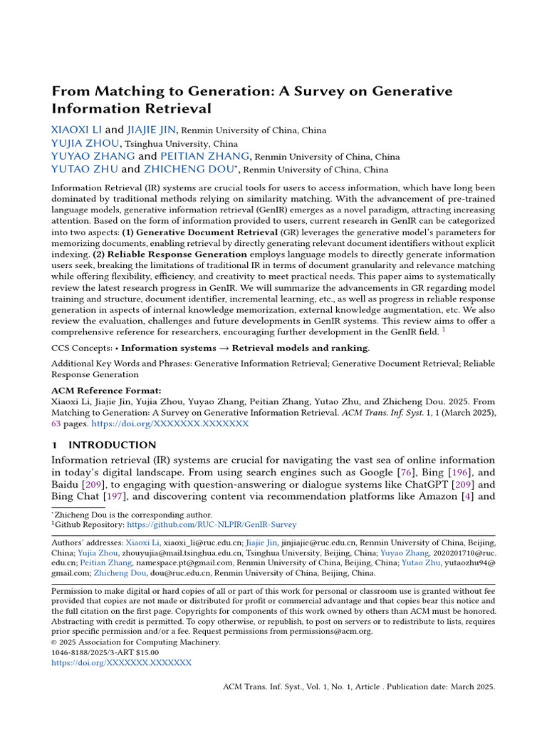 A Survey On Generative Information Retrieval | PDF | Information Retrieval | Information Science
