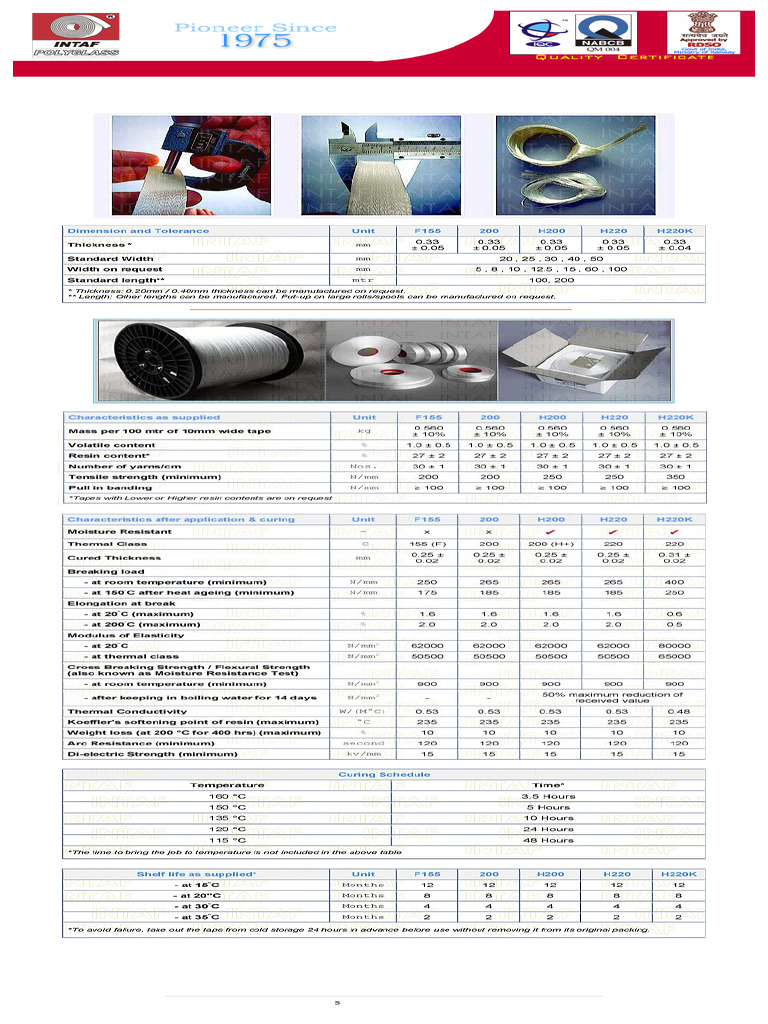 Intaf Polyglass Banding Tape Specification | PDF