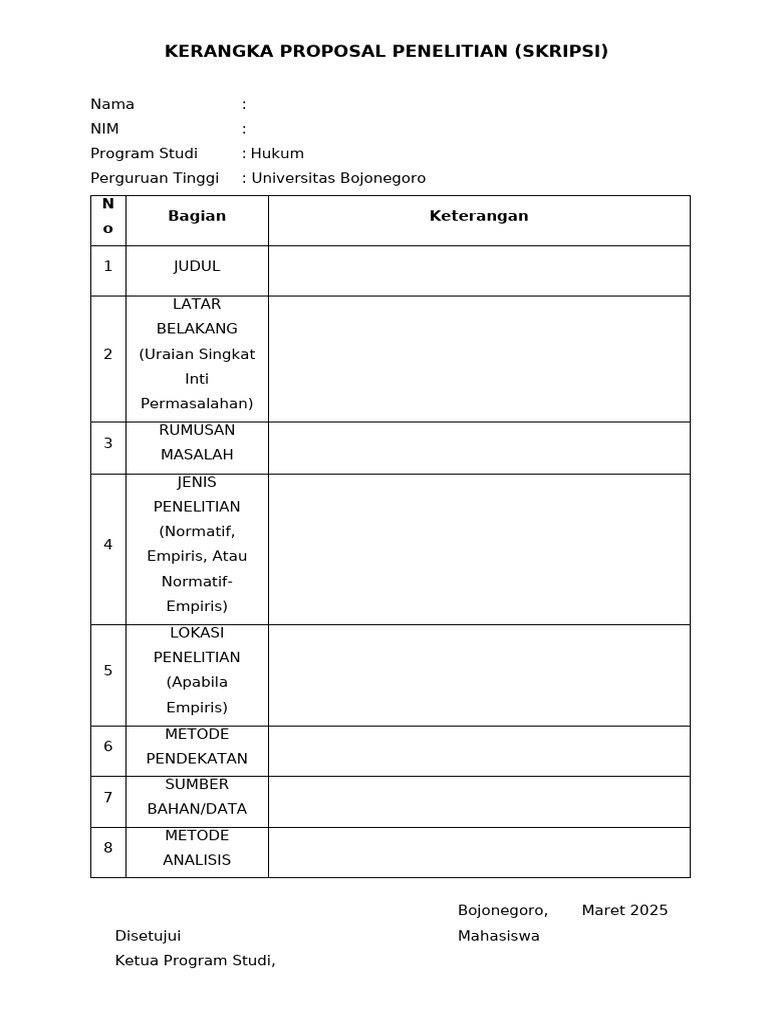 Kerangka Proposal Skripsi Hukum | PDF