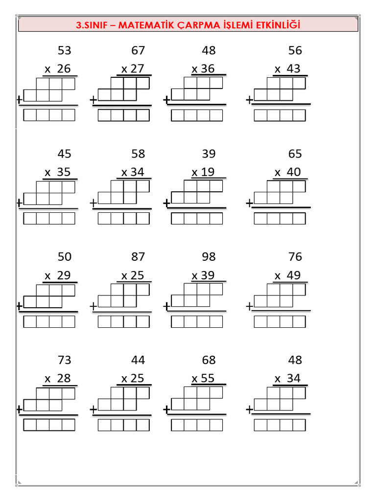3 - Sinif Matematik Carpma Islemi Etkinligi | PDF