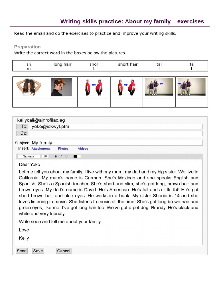 Family Writing Skills Exercises | PDF