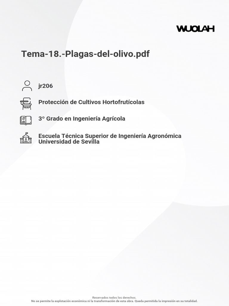 Tema 18. Plagas Del Olivo | PDF | Mosca | Insectos