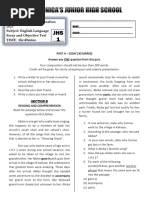 JHS 1 English Exam Questions and Answers | PDF