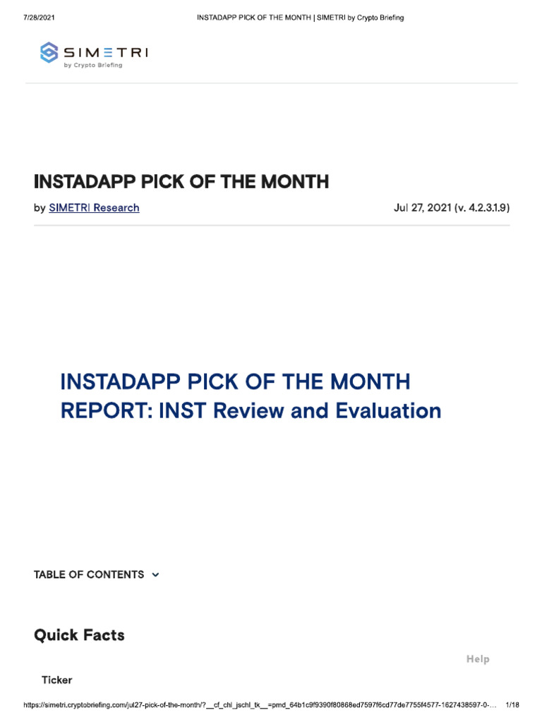 Instadapp Pick of The Month | PDF