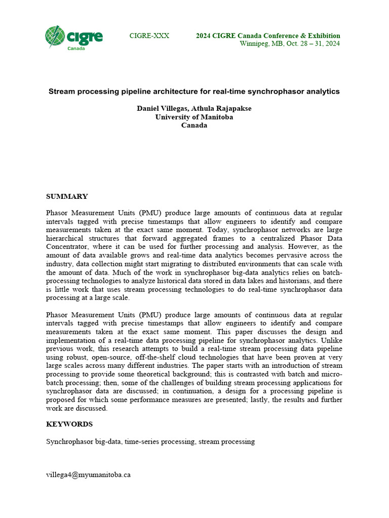 764 Stream Processing Pipeline Architecture for Real Time Synchrophasor Analytics | PDF ...