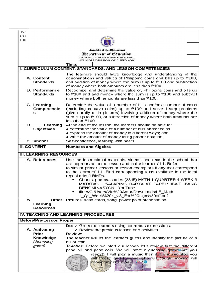 4th Quarter Grade 1 Math Demo | PDF | Curriculum | Teachers