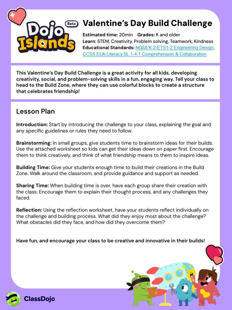 Valentine's Day Build Challenge: Lesson Plan | PDF | Ciencia cognitiva ...