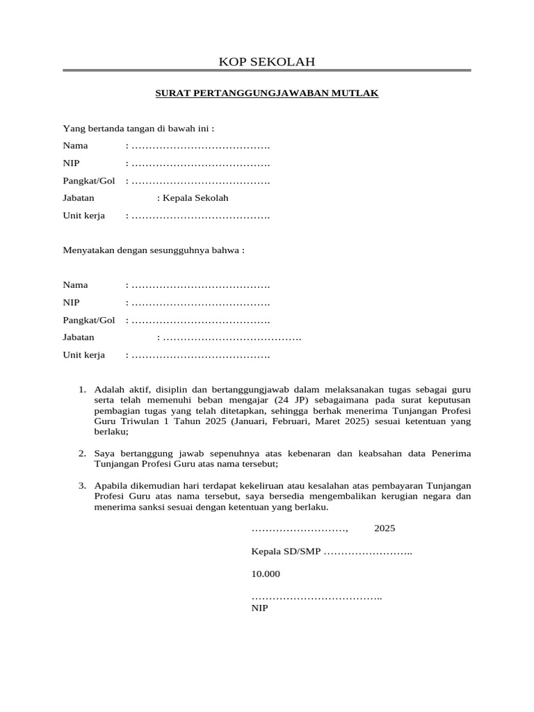 File Surat Pernyataan TPG | PDF