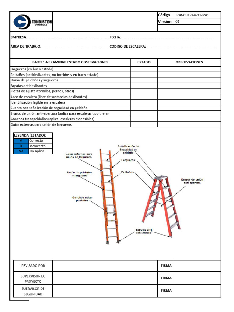 Checklist de Seguridad para Escaleras Portátiles | PDF
