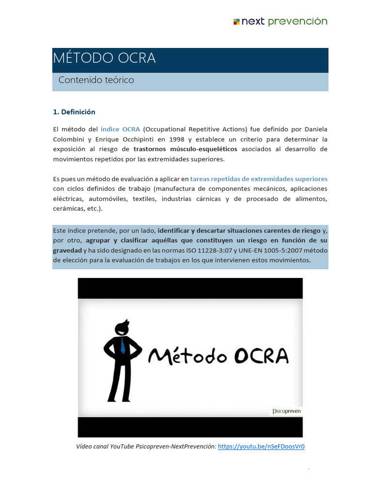 Metodo Ocra | PDF | Mano | Hora