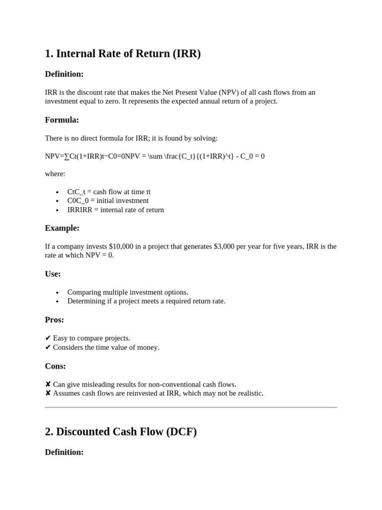 Major Financial Concepts | PDF | Net Present Value | Discounted Cash Flow