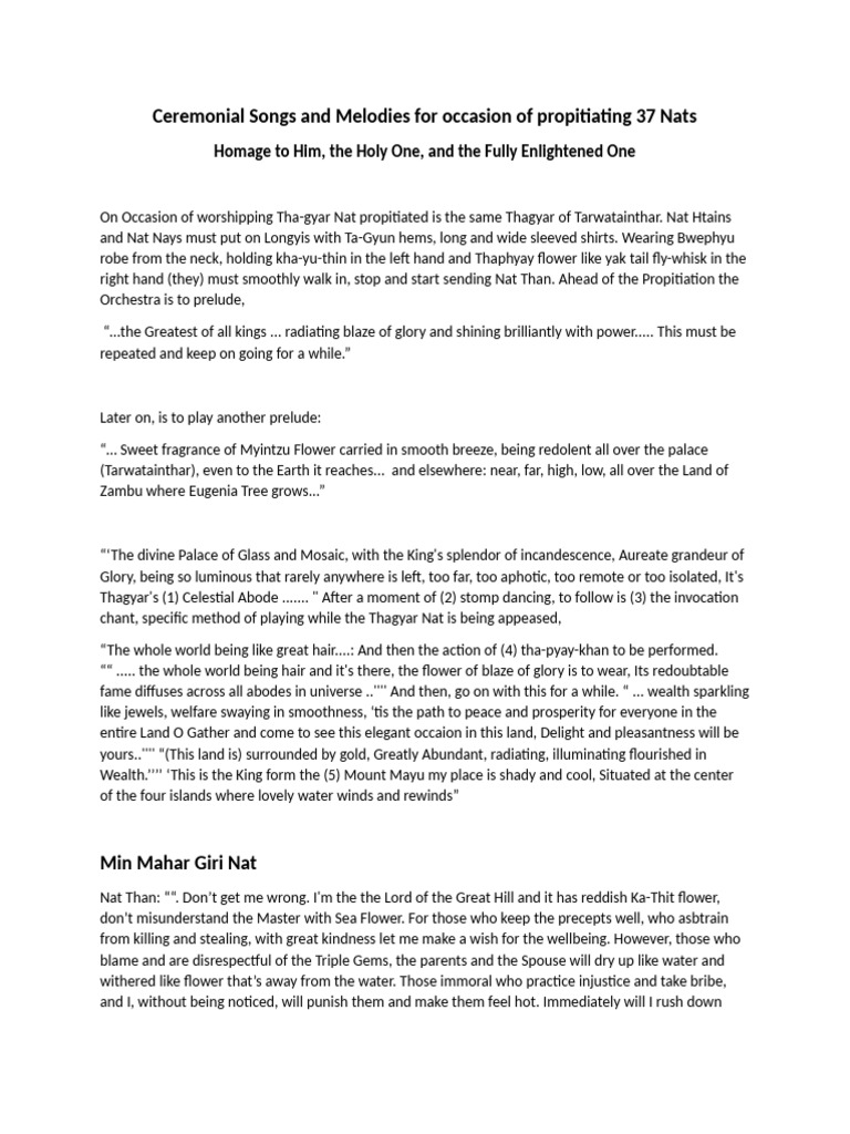 Ceremonial Songs for 37 Nats Worship | PDF