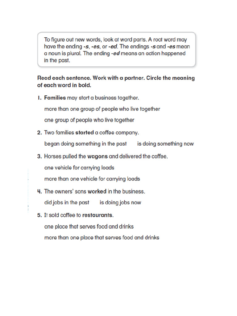 Inflectional Endings Practice | PDF