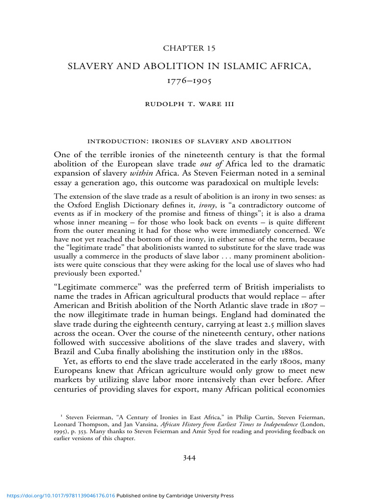 Ware - Slavery Abolition Islamic Africa | PDF | Slavery | Abolitionism