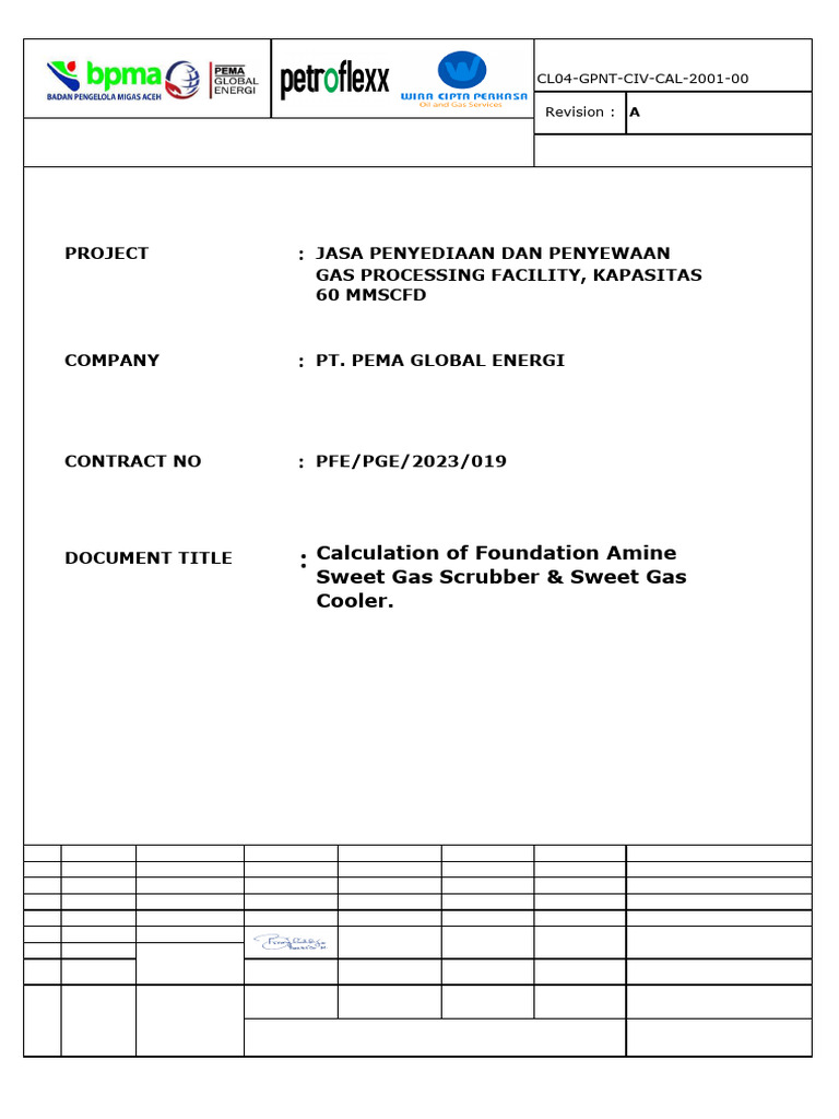 CL04-GPNT-CIV-CAL-2001-00_Rev.A-CALCULATION OF FOUNDATION AMINE SWEET GAS SCRUBBER & AMINE SWEET ...