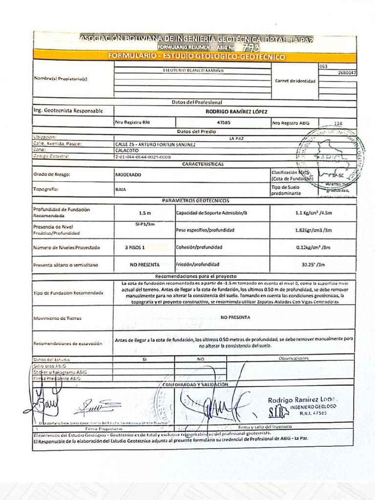 FORMULARIO RESUMEN DE ESTUDIO GEOLOGICO 2 | PDF