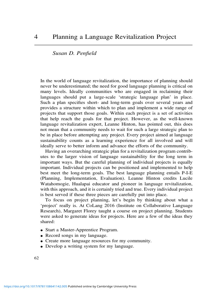 Planning A Language Revitalization Project | PDF | Evaluation | Human Communication