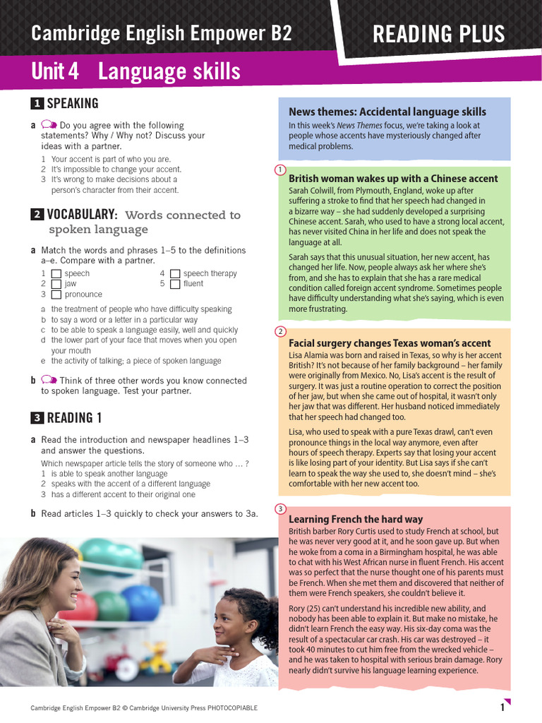 Cambridge_English_Empower_Empower_B2_Reading_Plus_U04_Worksheet | PDF | Accent (Sociolinguistics ...