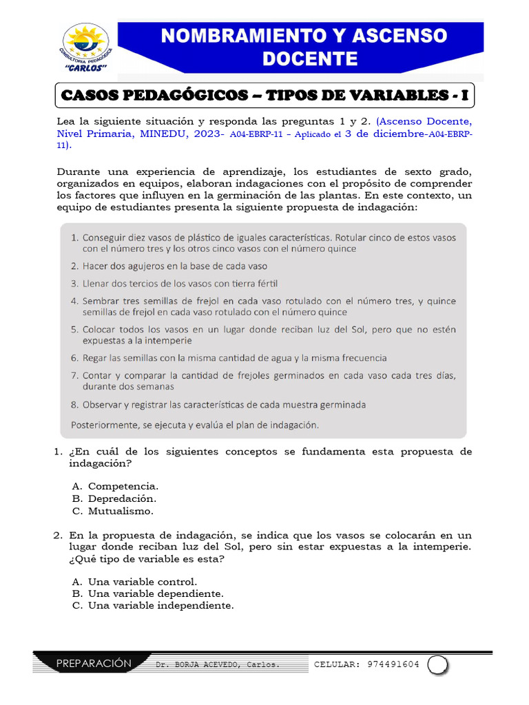 Tema 06 Primaria Casos Con Variables III Ascenso y Nombramiento 2024 F.t.carlos Borja Acevedo ...