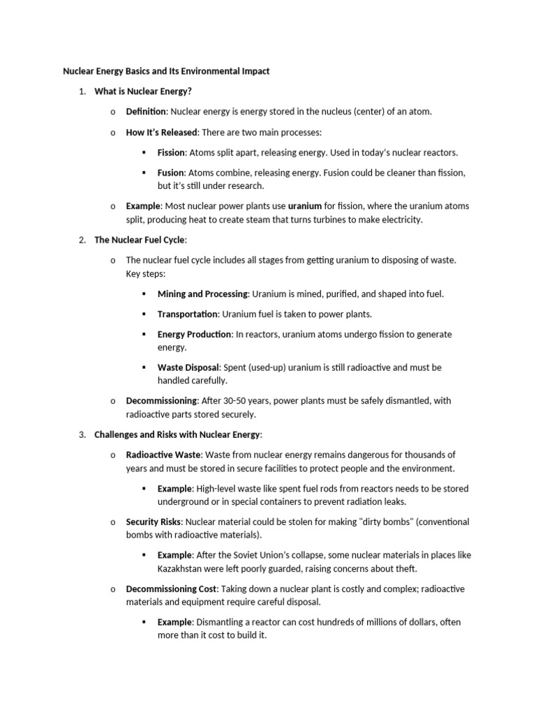 Nuclear Energy Basics and Its Environmental Impact | PDF | Nuclear Power | Radioactive Waste