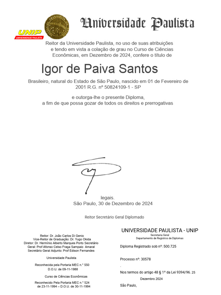 Diploma Unip Igor | PDF