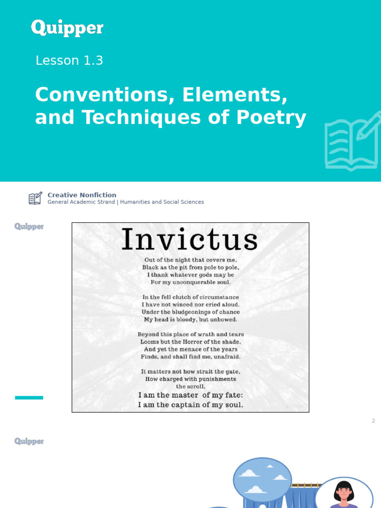 3 CNF11 12 Q1 0103 PS Conventions Elements and Techniques of Poetry Ver3 | PDF | Poetry | Metre ...
