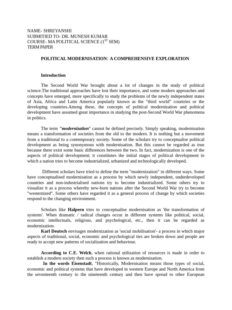 Political Modernization Explained | PDF | Modernization Theory ...