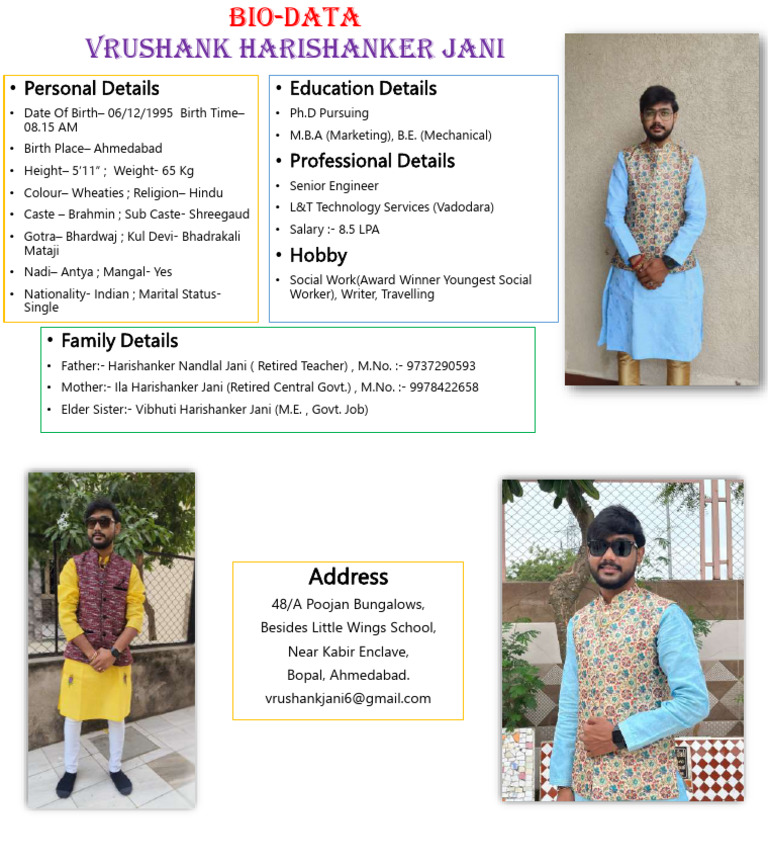 Bio-data Vrushank Jani | PDF