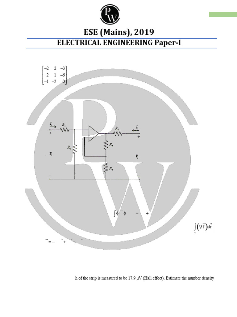 ESE 2019 Electrical Engineering Paper 1 | PDF | Bipolar Junction ...