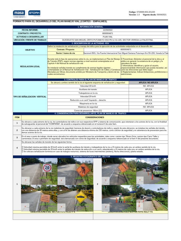 Formato Plan Vial 29 de Diciembre Del 2022 | PDF | Transporte de tierra ...