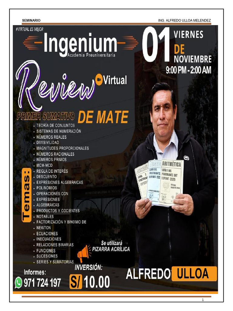 Seminario Octubre Fines 2024 Ingenium | PDF | Aritmética | Matemáticas