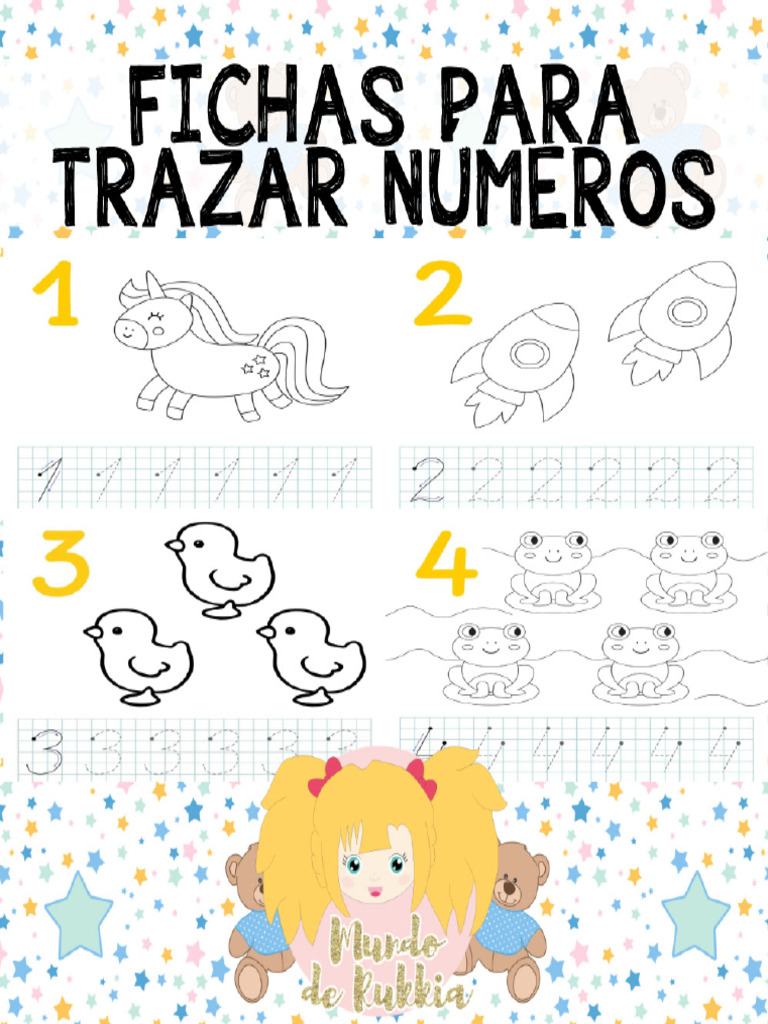 Fichas para Practicar El Trazo de Los Números Por Mundo de Rukkia | PDF