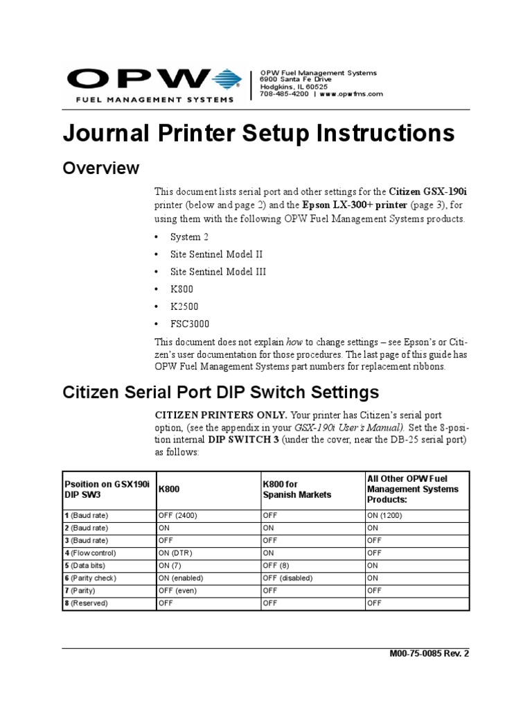 M00-075-0085 Citizen Printer Setup | PDF | Printer (Computing) | Media Technology