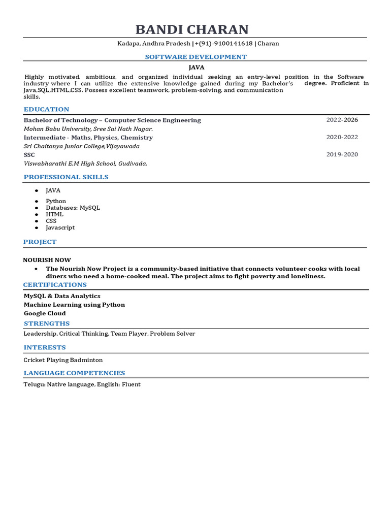 Bandi Charan CV | PDF