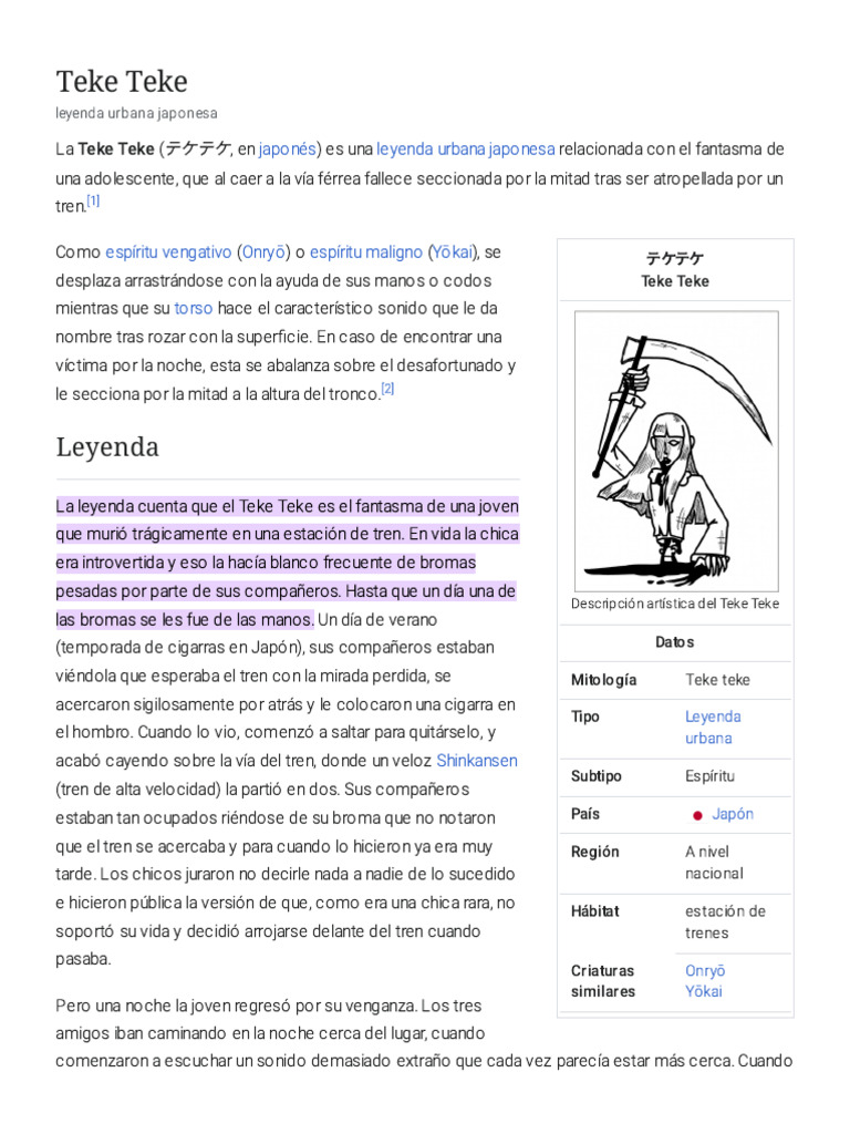Teke Teke - Wikipedia, La Enciclopedia Libre | PDF