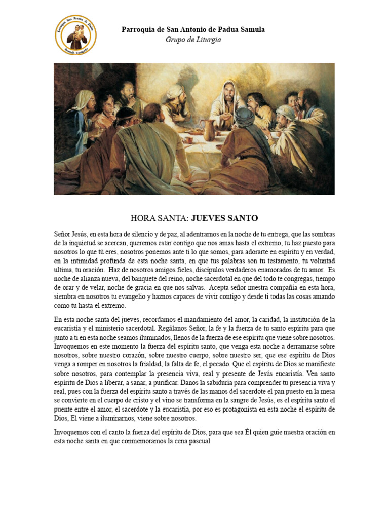 Jueves Santo | PDF | eucaristía | Amor