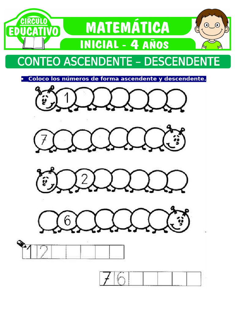 Ejercicios de Números Ascendentes y Descendentes | PDF