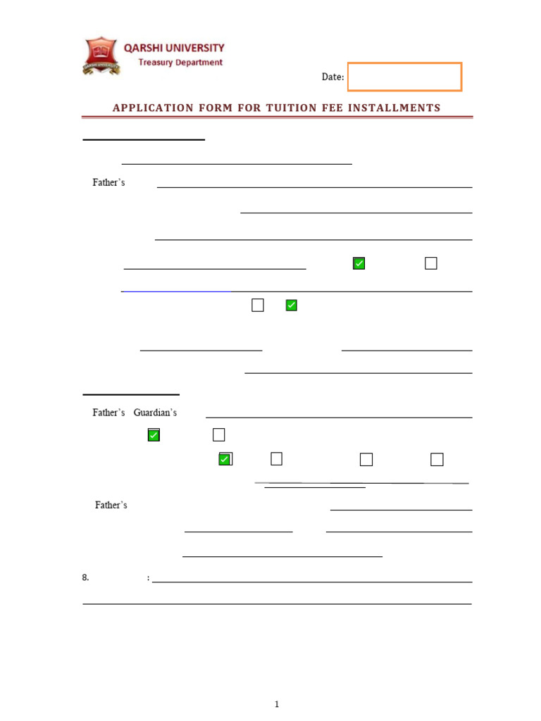 Tuition Fee Installment Application Form | PDF