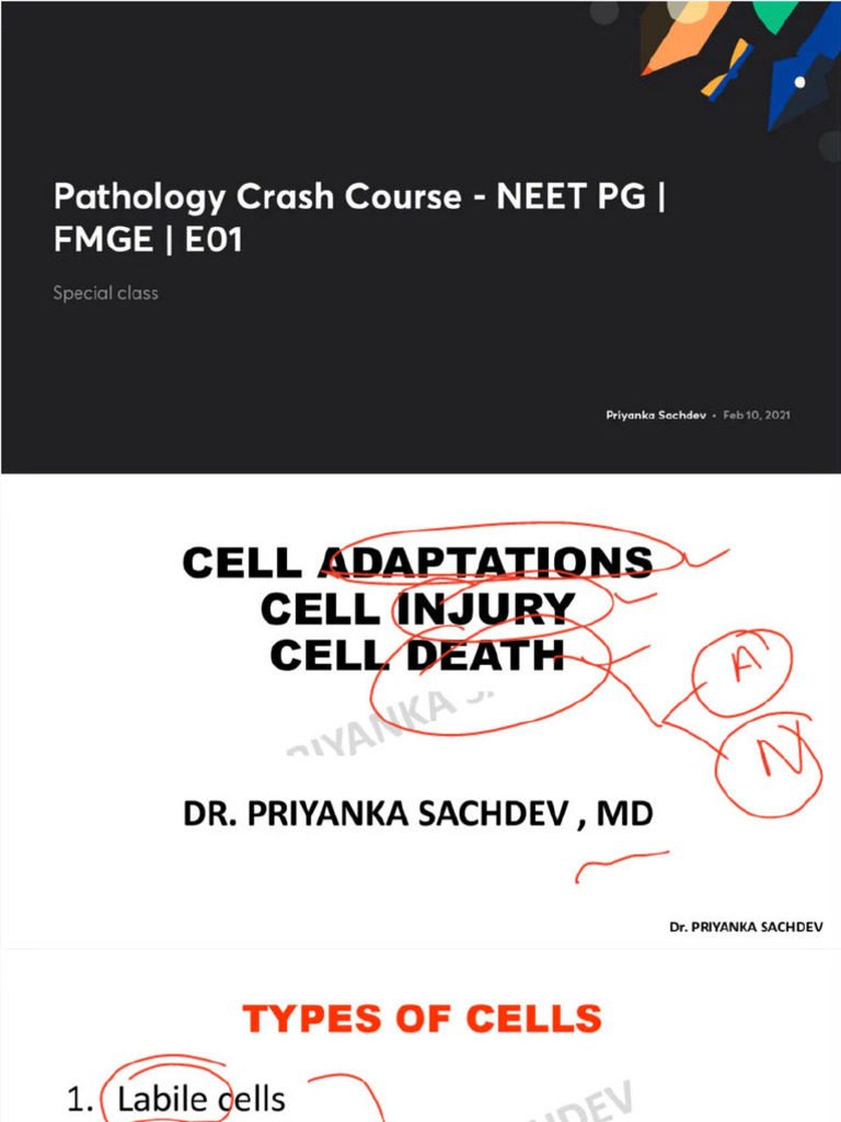 Pathology Crash Course NEET PG FMGE E01 With Anno | PDF